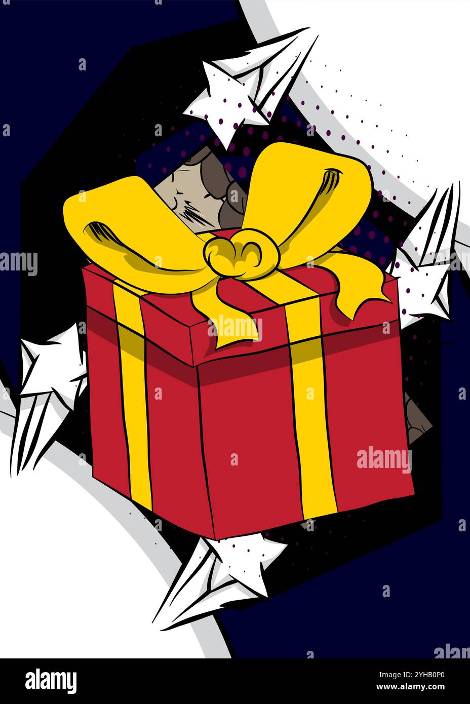 Cartoon Gift Box, comic book Holiday surprise. Retro vector comics pop ...