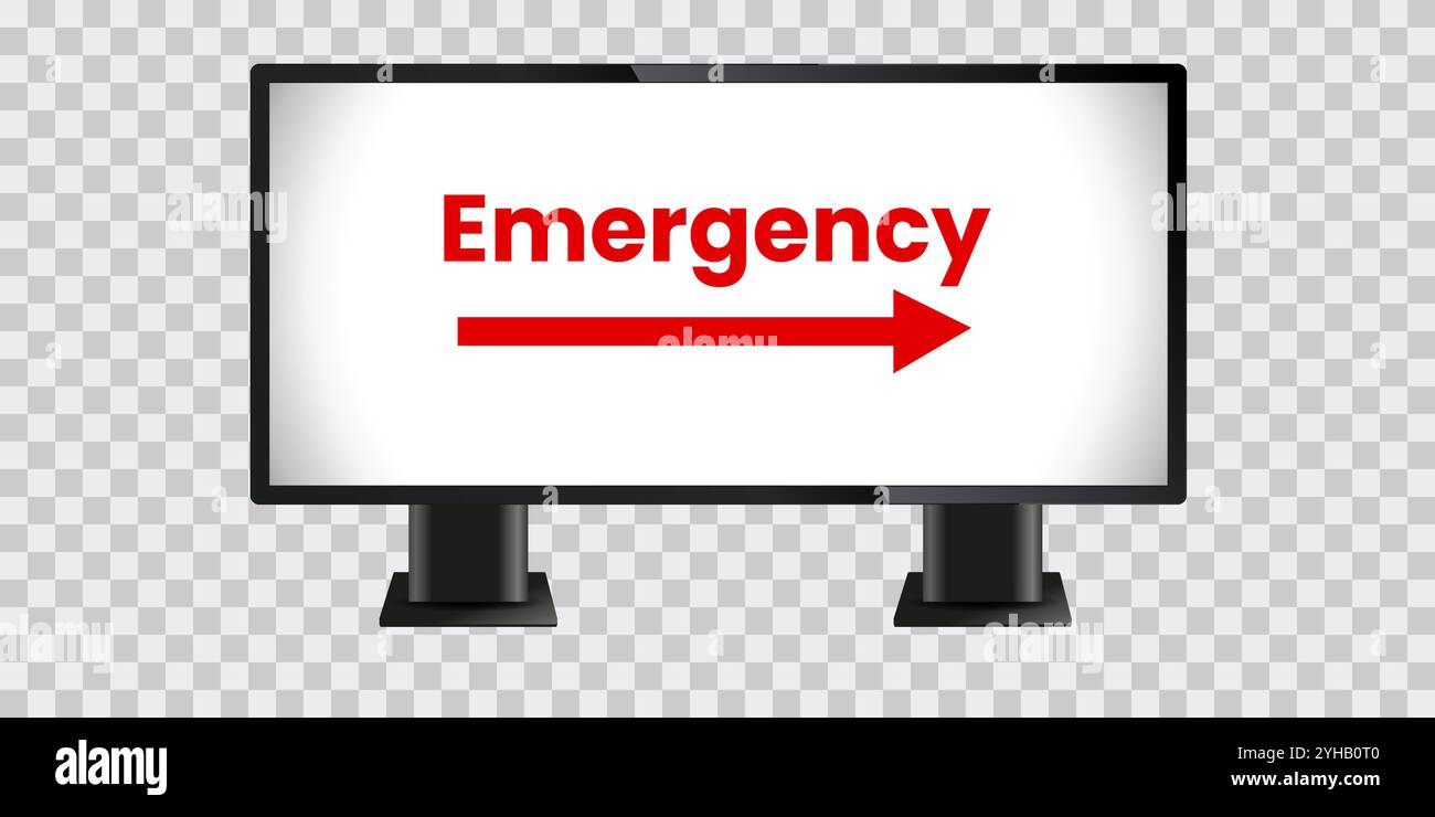 A long LCD display mock up on transparency background, with emergency ...