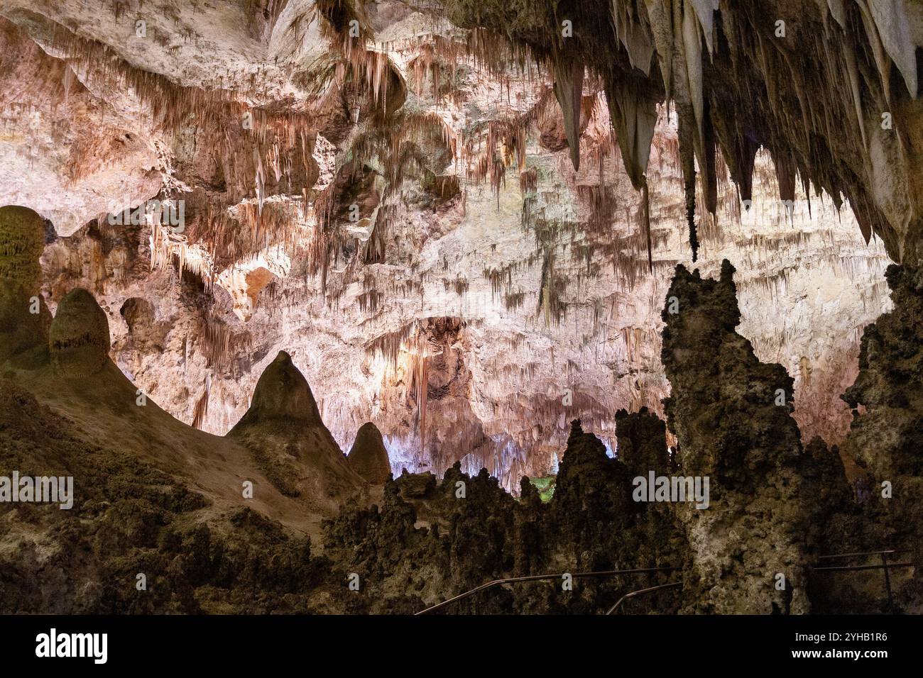 Stalagtites hanging from the ceiling above the main trail. Carlsbad ...