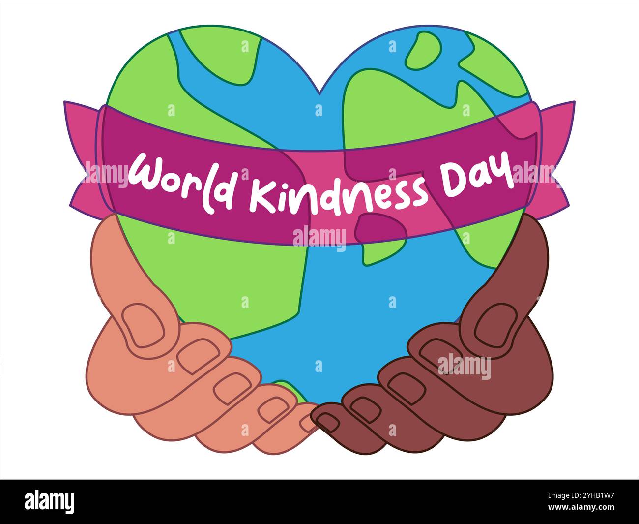 World kindness day hands holding earth shaped heart care unity ...