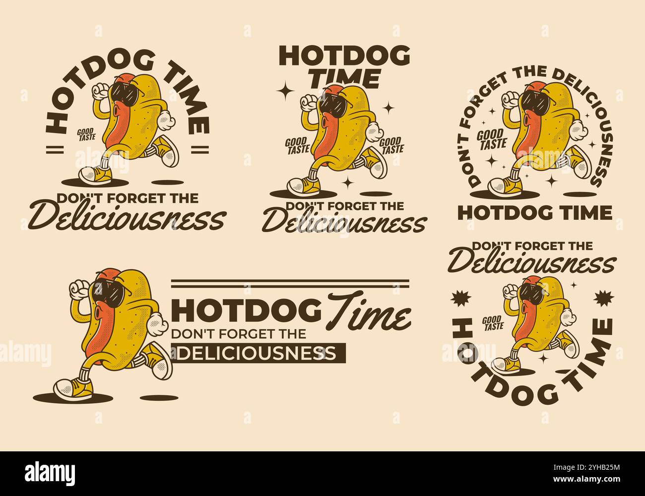 Hot Dog time, Don't forget the deliciousness. Vintage retro mascot ...