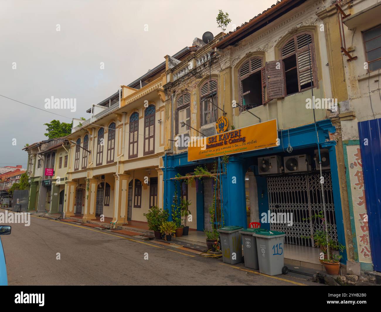 Historic commercial buildings on Lorong Hang Jebat Street in city ...