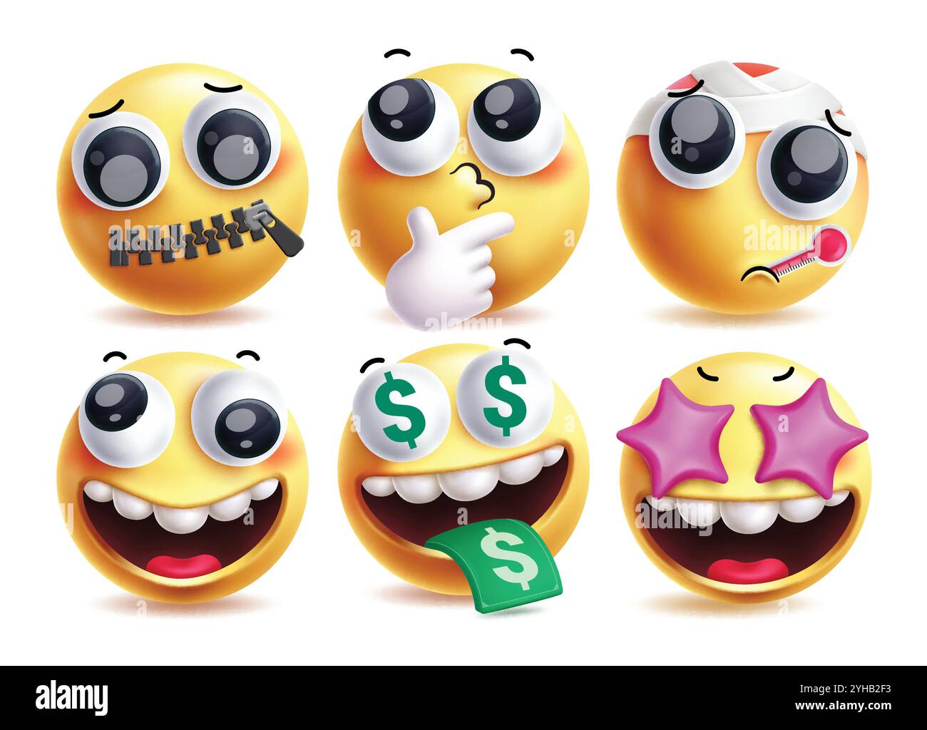 Rich emoji vector characters set. Emojis clipart character with facial ...