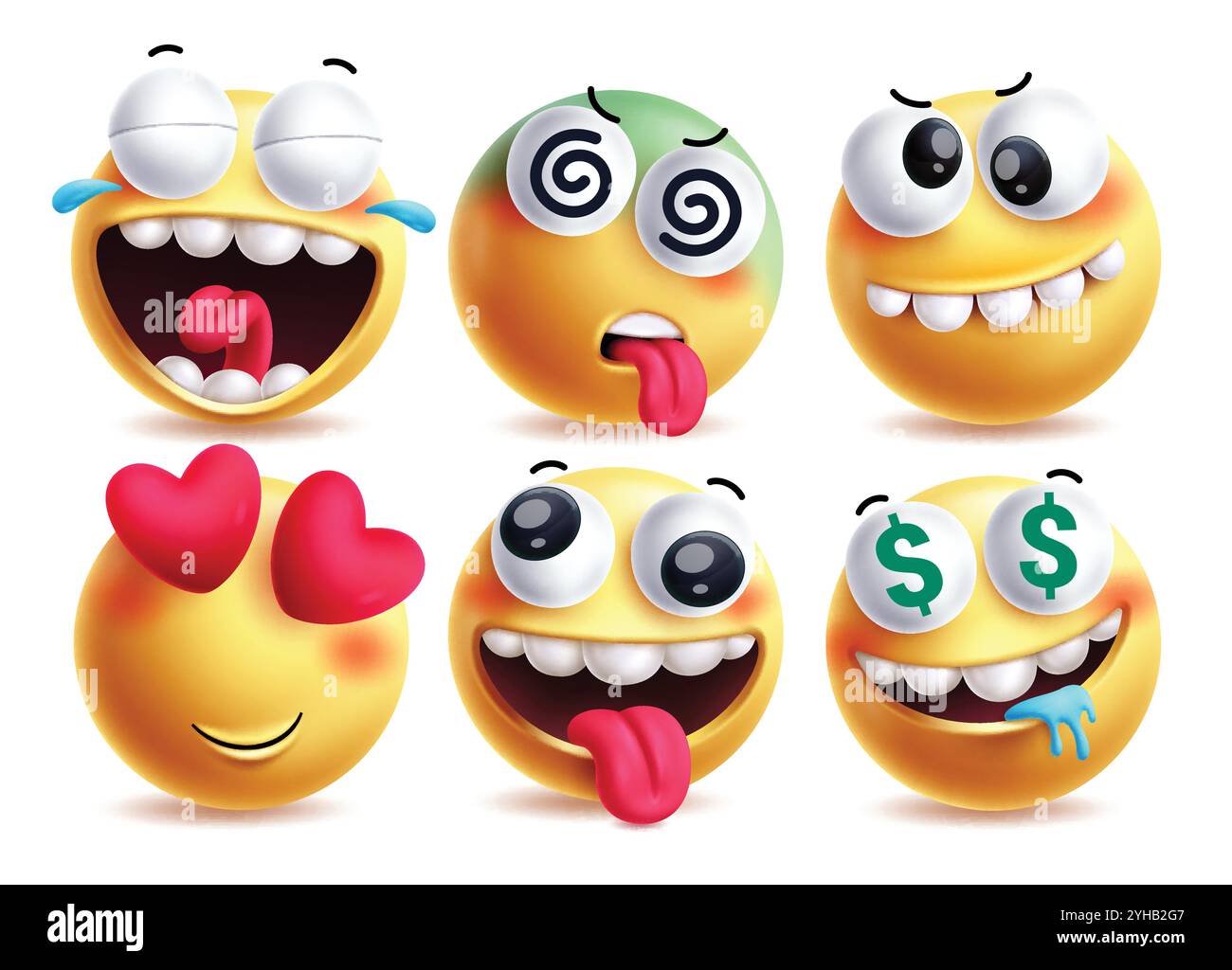 Humor emoji vector characters set. Emojis clip art facial expression ...