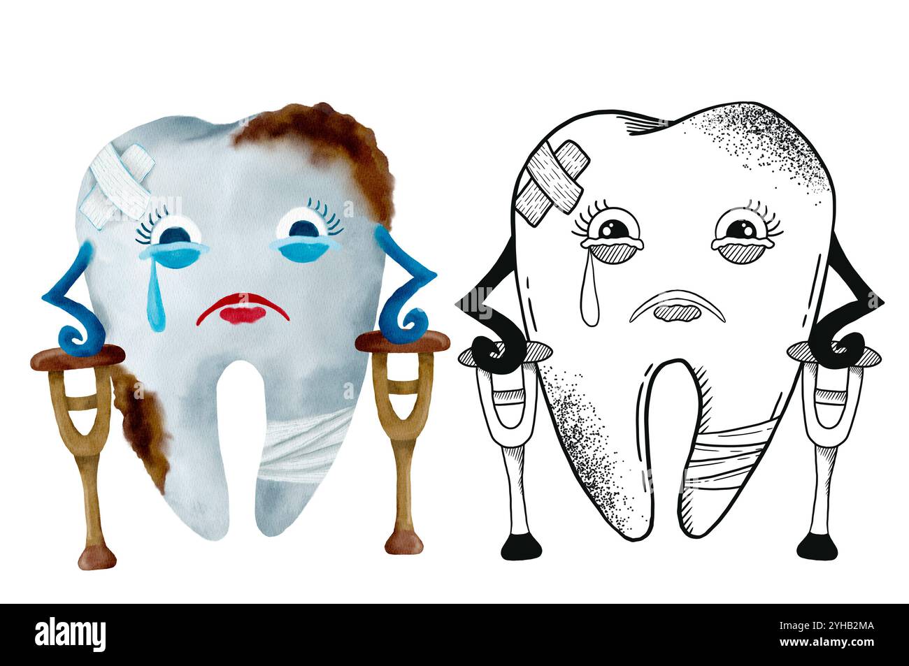 This is an illustration featuring cartoon teeth that are expressing ...