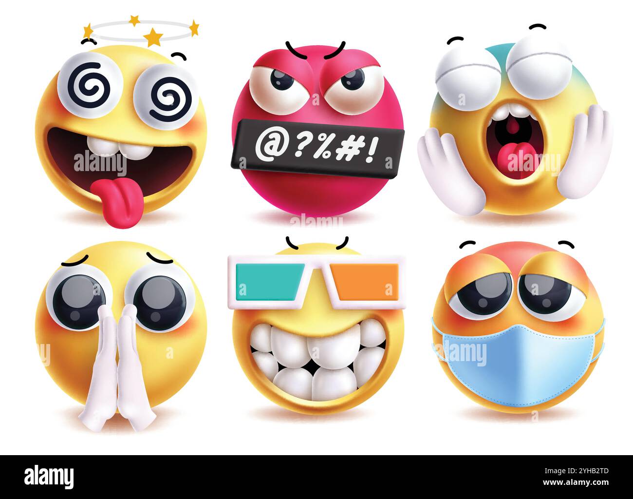 Begging emoji vector characters set. Emojis character clip art with ...