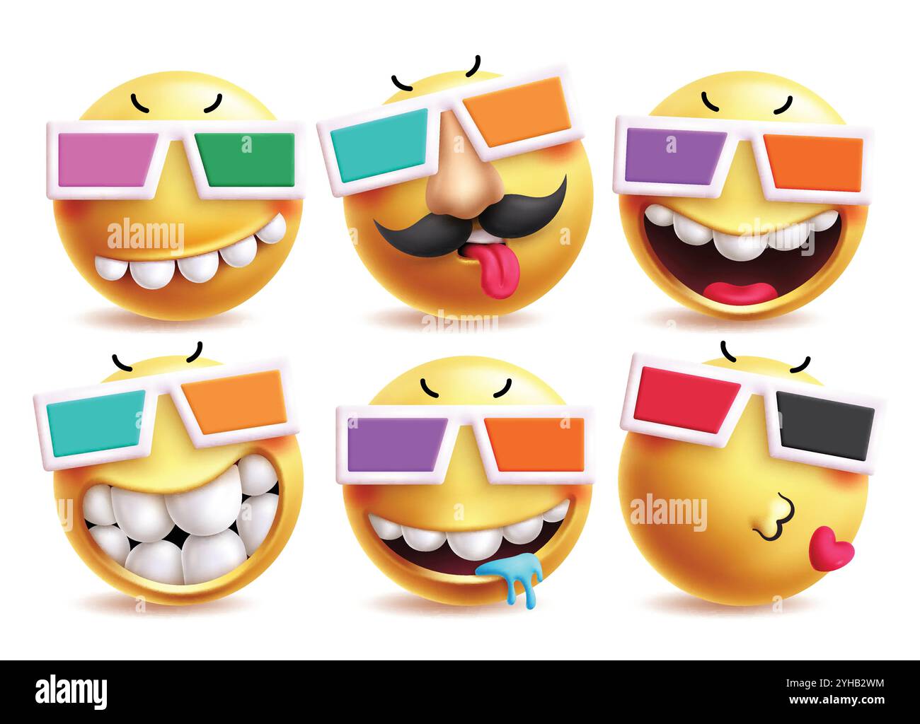 Cool emoji vector characters set. Emojis character wearing 3d ...