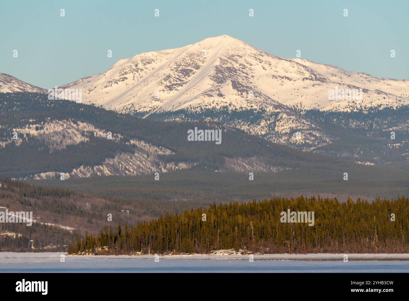 Spring time in Yukon Territory, taken in April with snow capped ...