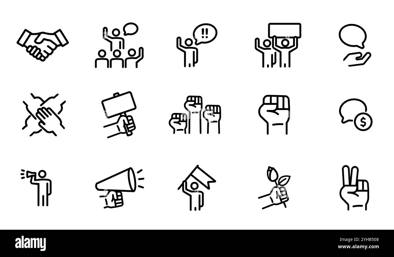 Activism social justice activism in democracy icon symbol set ...
