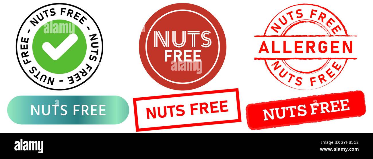 Nuts free allergen information stamp colorful packaging watermark ...