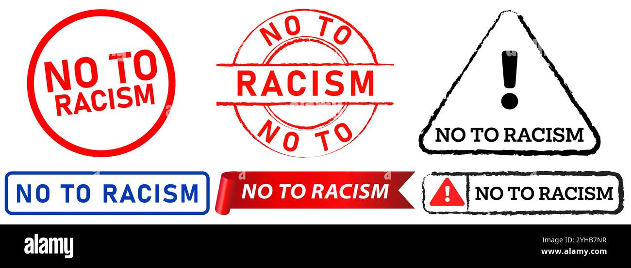 No to racism anti intolerance tolerance stamp colorful badge sticker ...