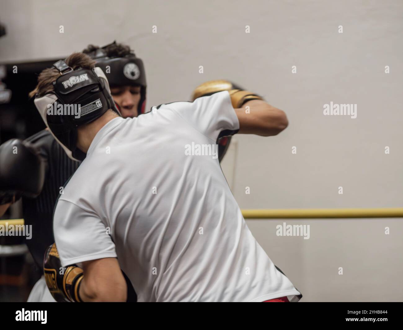 Cremona, Italy - October 29th 2024 Two men are boxing in a ring. One of ...