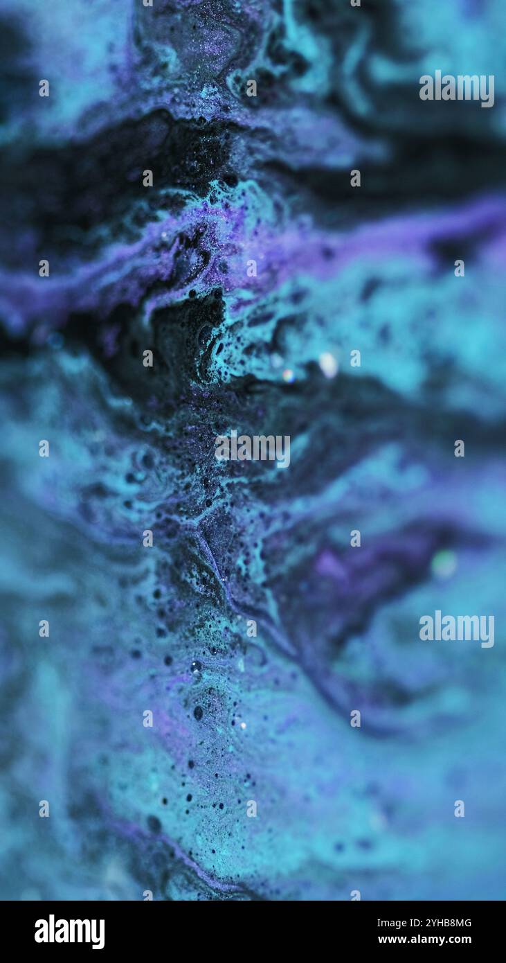 Glitter ink drip. Shiny paint mix. Blur blue purple black color ...