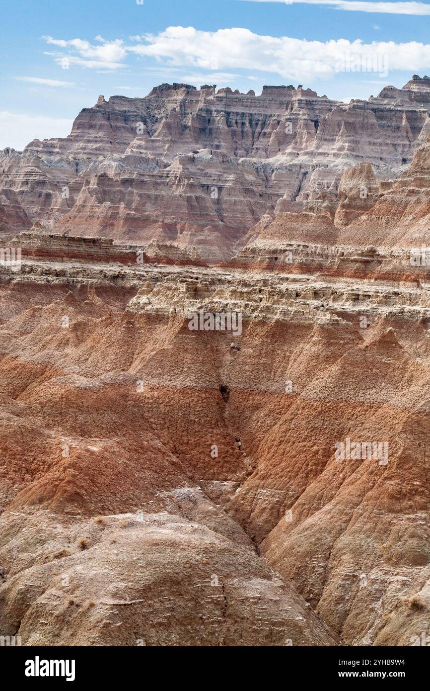 Striations of ancient sediment streak across Badlands National Park ...