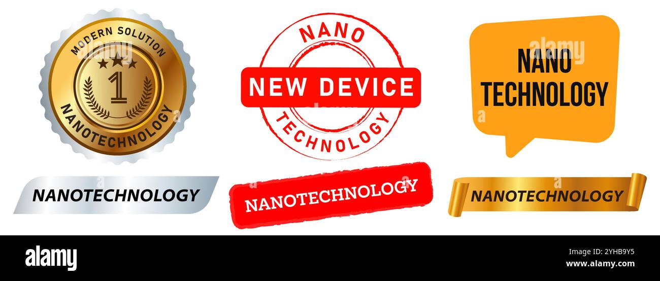 Nanotechnology technology futuristic system nano tech stamp colorful ...