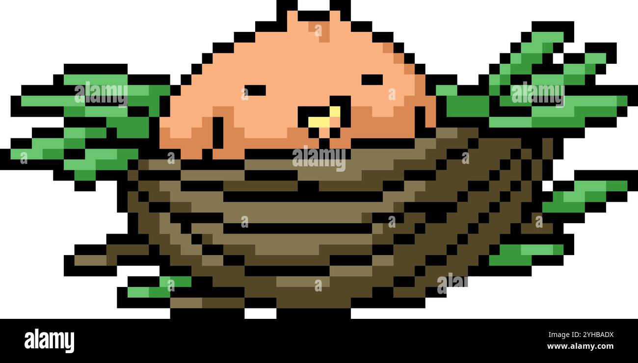pixel art of fat bird nest isolated background Stock Vector Image & Art ...