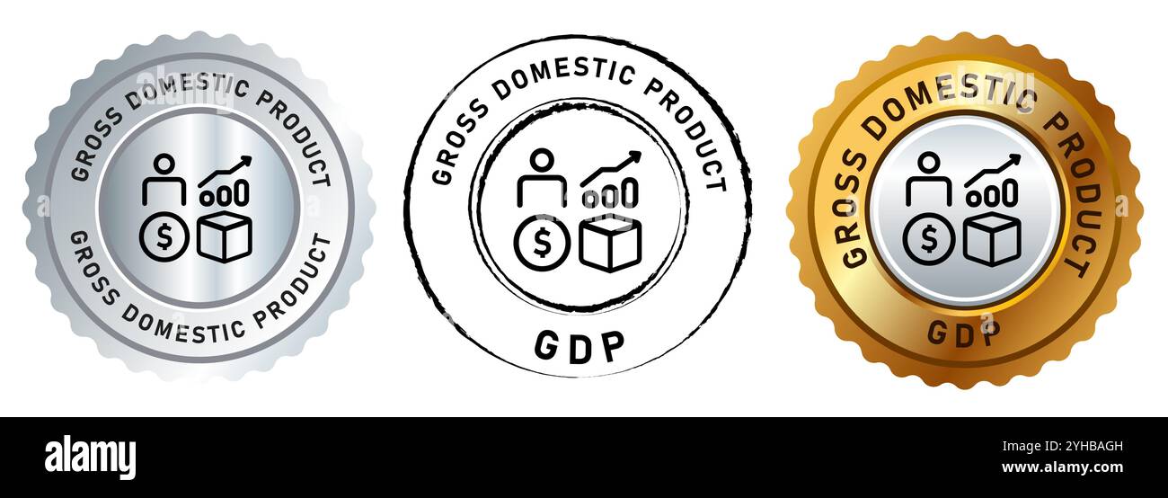 GDP Gross domestic product icon set emblem label seal design ...