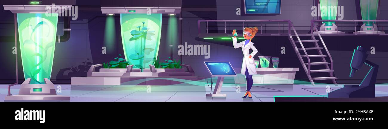 Futuristic laboratory interior on spaceship for game. Future lab on ...