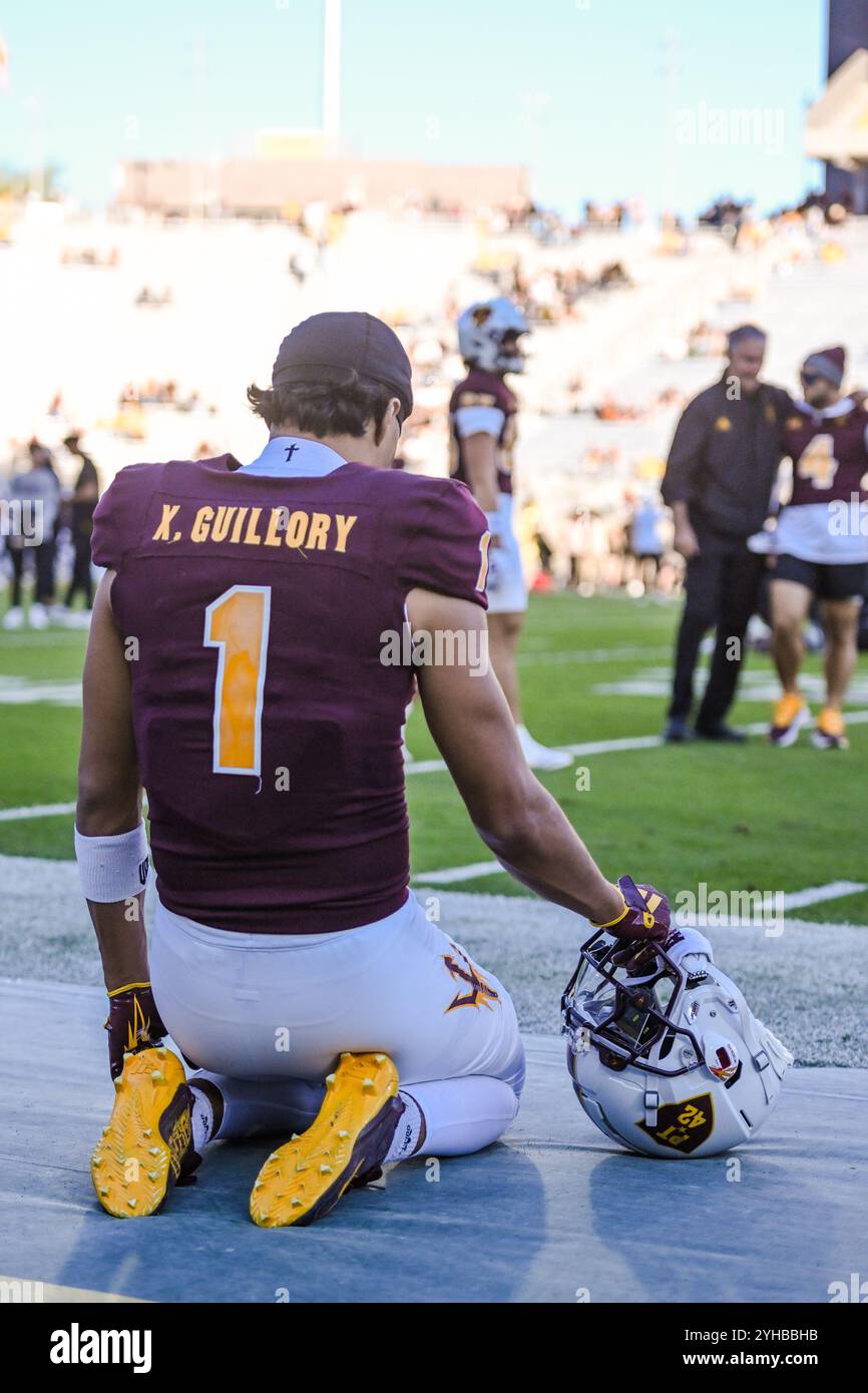 Arizona State Sun Devils wide receiver Xavier Guillory (1) kneels on ...
