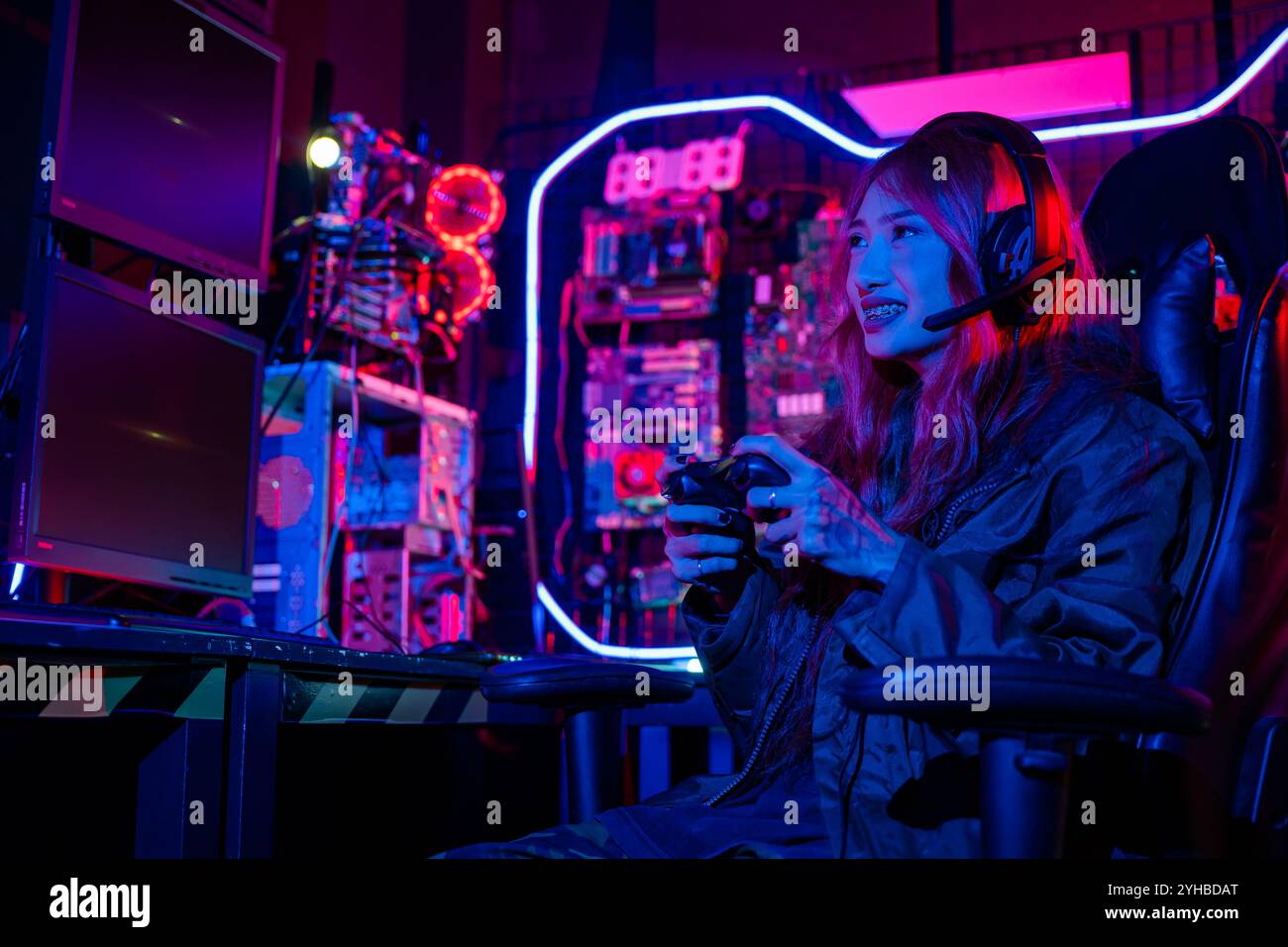 Streamer gamer plays controller hi-res stock photography and images - Alamy