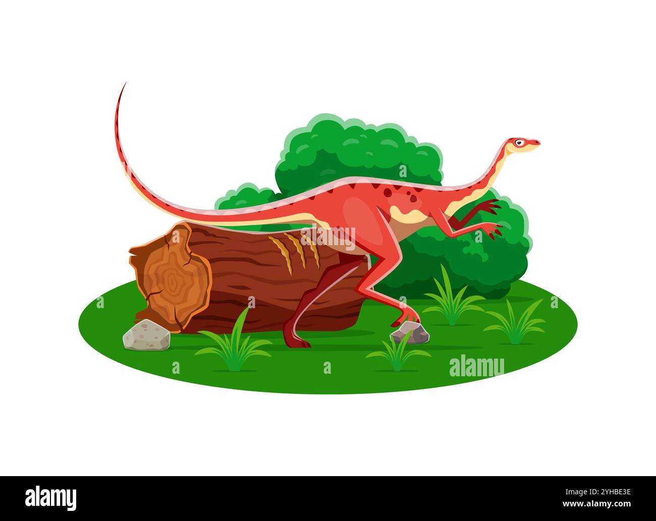 Alvarezsaurus prehistoric dinosaur character. Isolated vector red ...