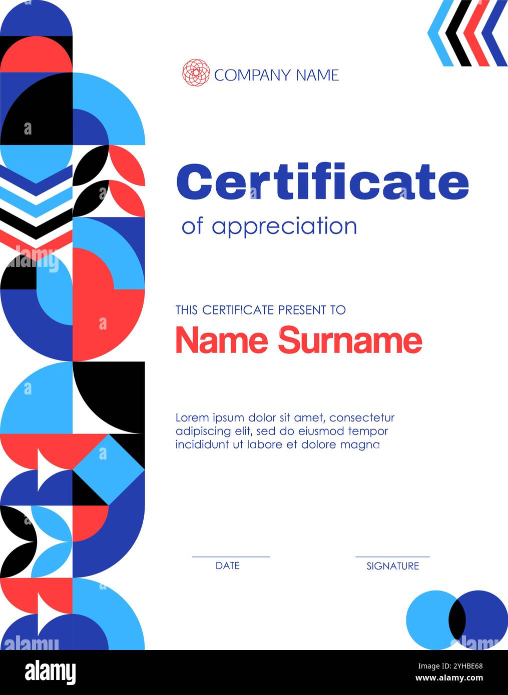 Certificate of appreciation template with abstract geometric pattern ...