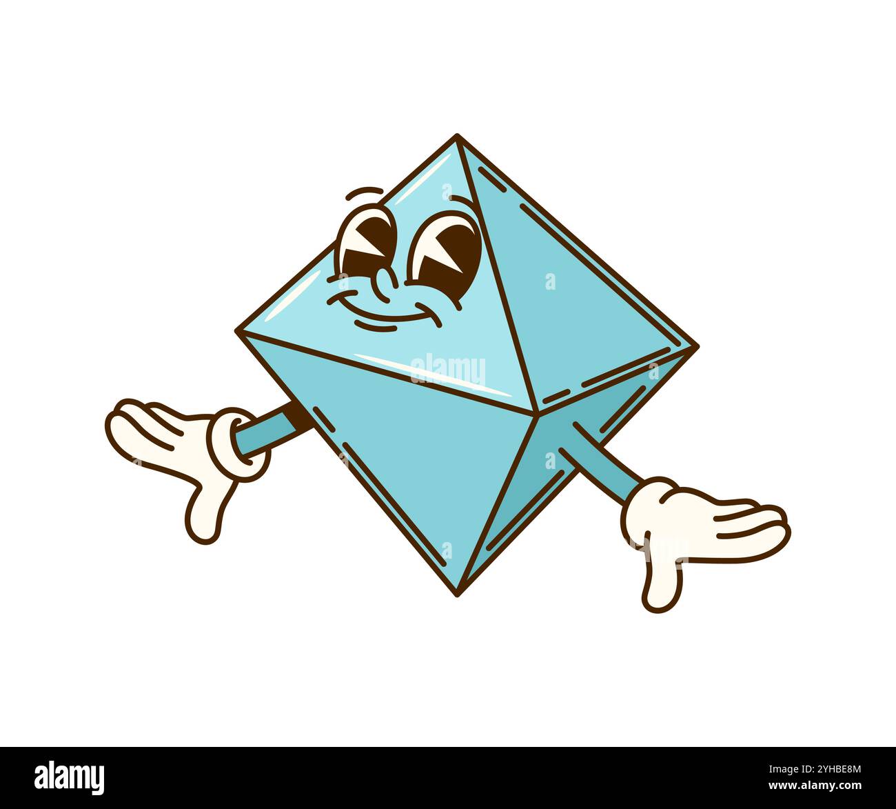 Groovy math octahedron geometric figure character. Isolated cartoon ...