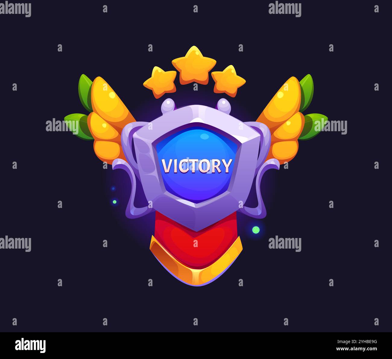Game victory icon or award badge for arcade game and level complete bonus, vector GUI element ...