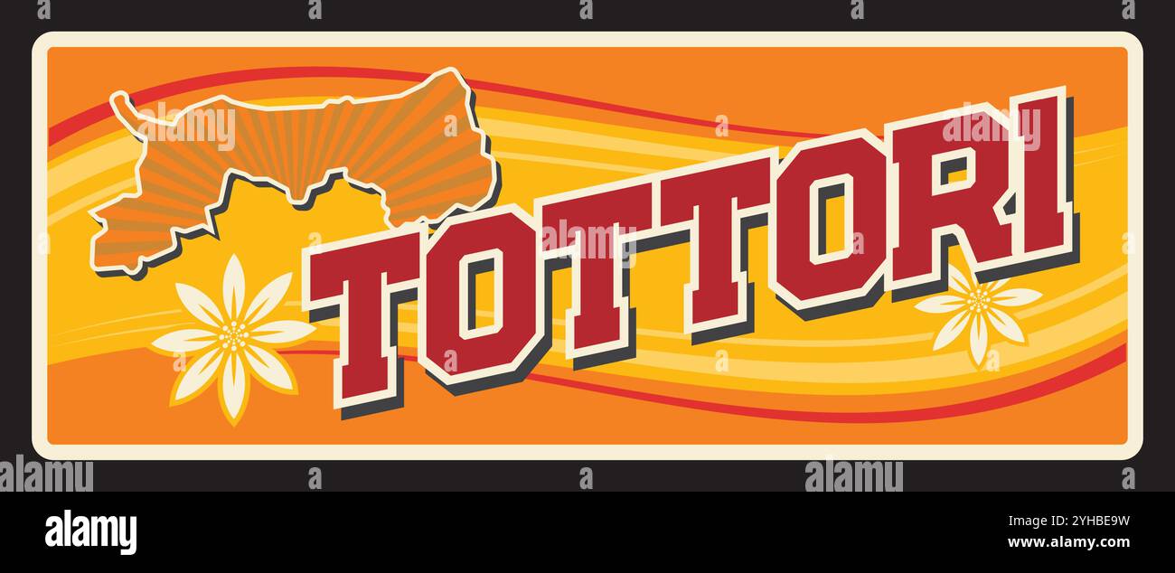 Tottori tin sign, Japan prefecture vector travel plate. Japanese region ...