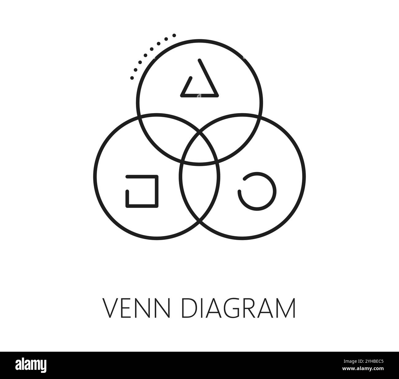 Finance data analytics, venn diagram line icon. Company strategy ...