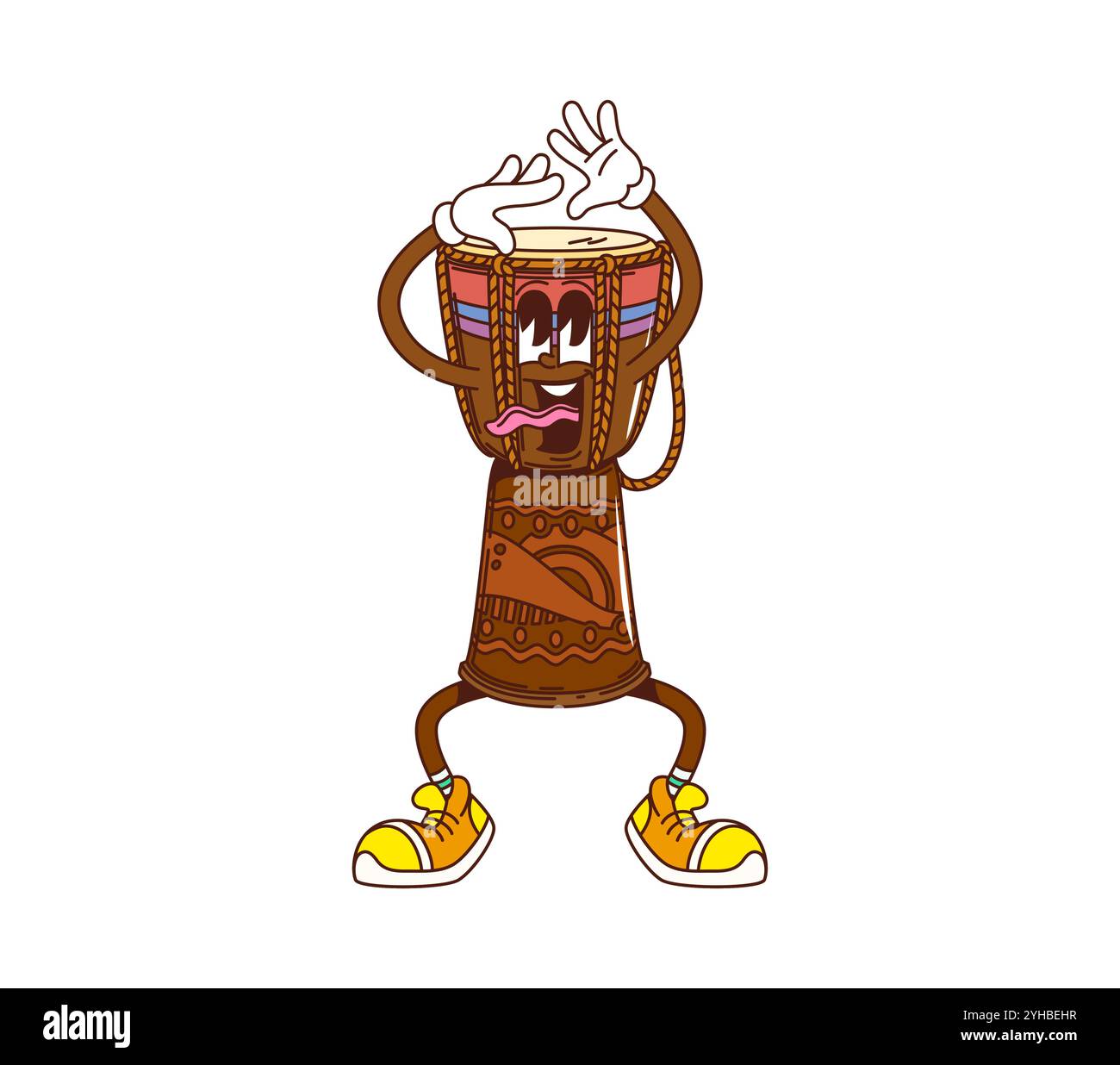 Cartoon African drum groovy musical instrument character. Isolated ...