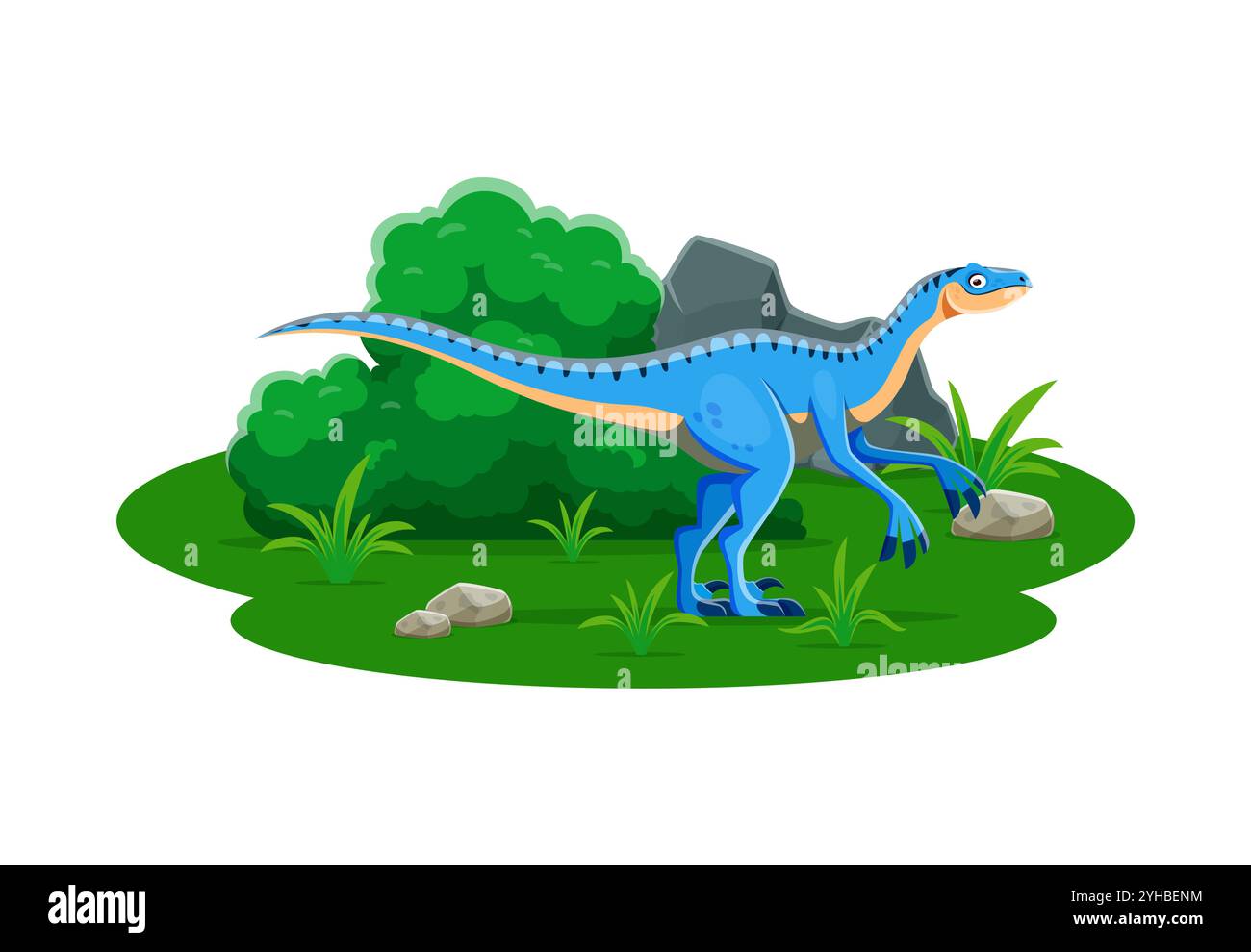 Eoraptor prehistoric dinosaur cartoon character. Isolated vector ...