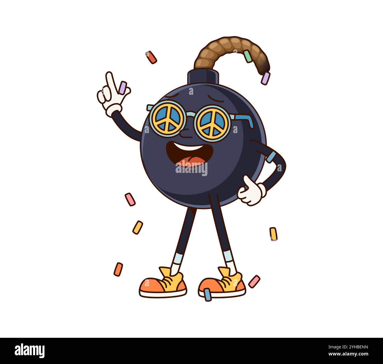 Cartoon hippie bomb groovy funny character. Dynamite, bomb or explosive ...