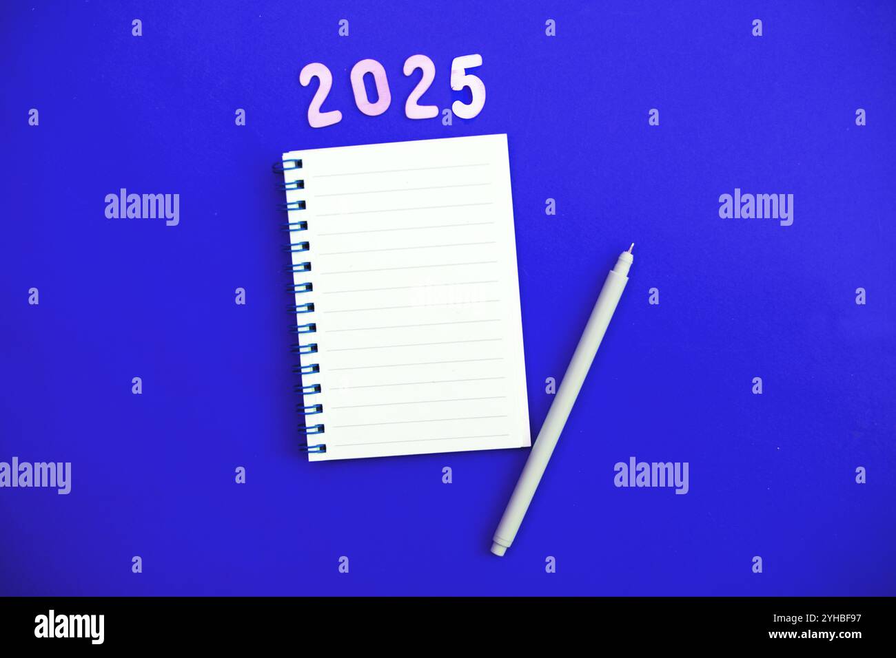 Top view of white paper blank notebook for writing wish list and ...