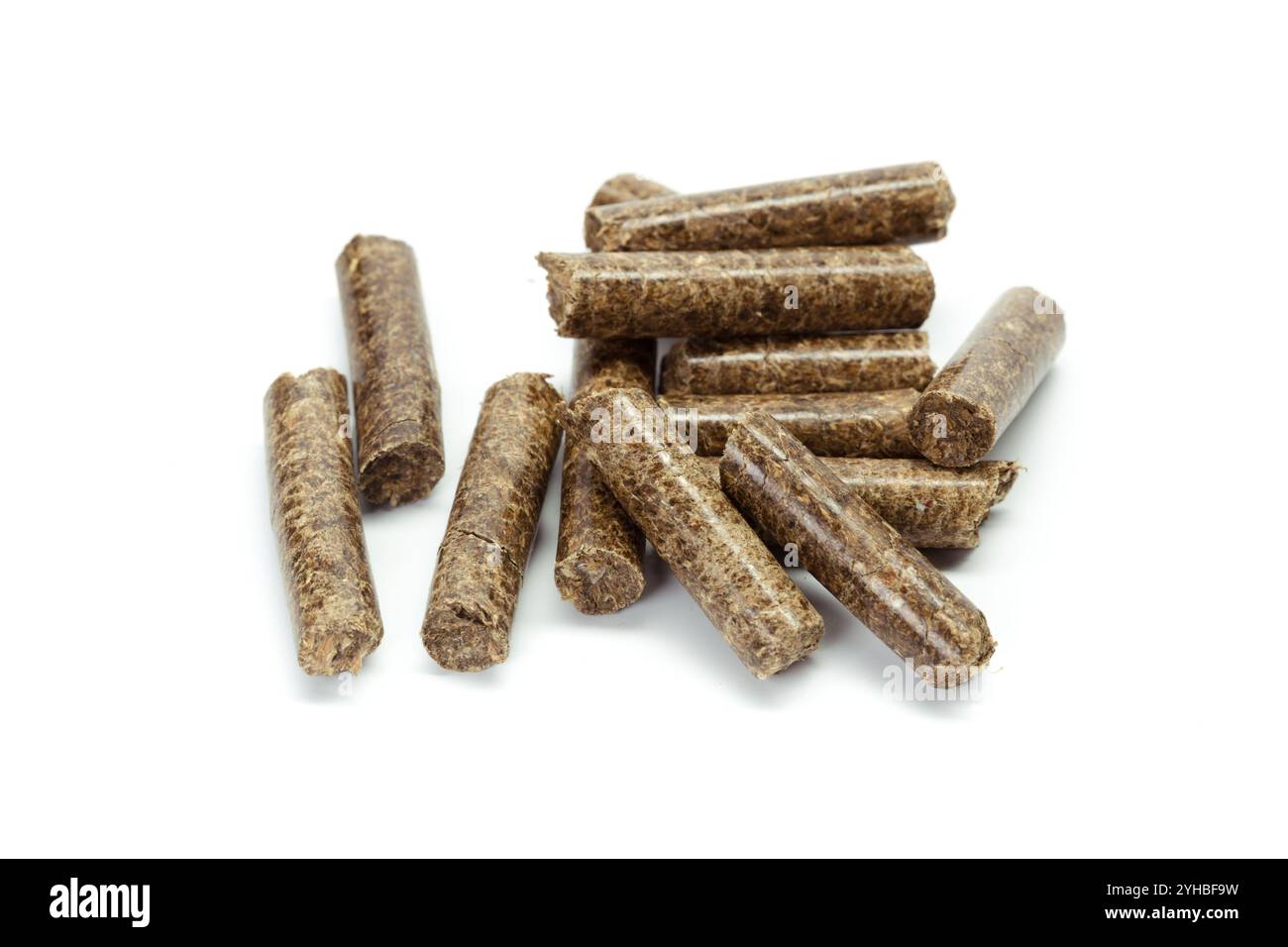 stack of wooden pellets for bio energy, white background, isolated ...