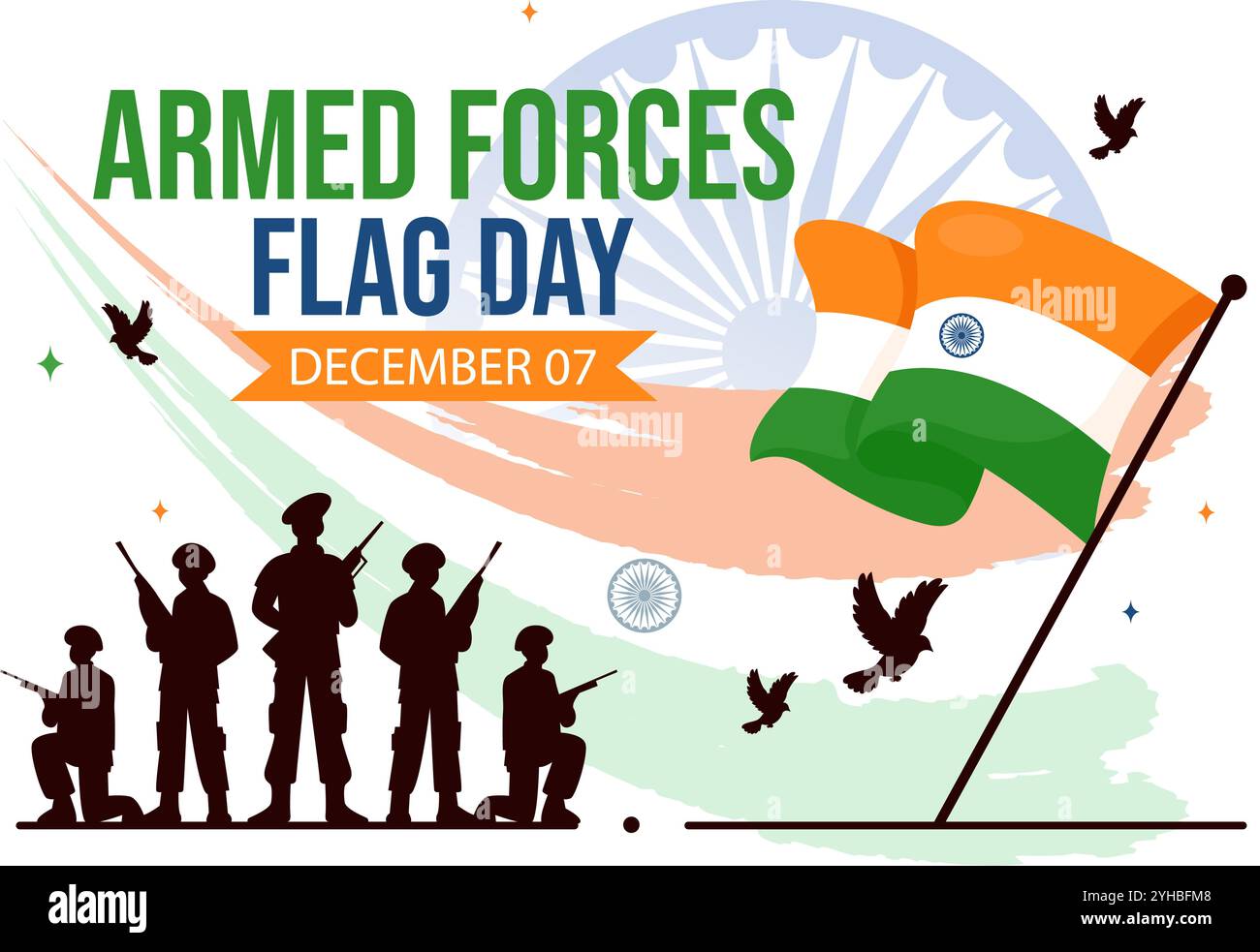 Indian Armed Forces Flag Day Vector Illustration featuring the Indian ...