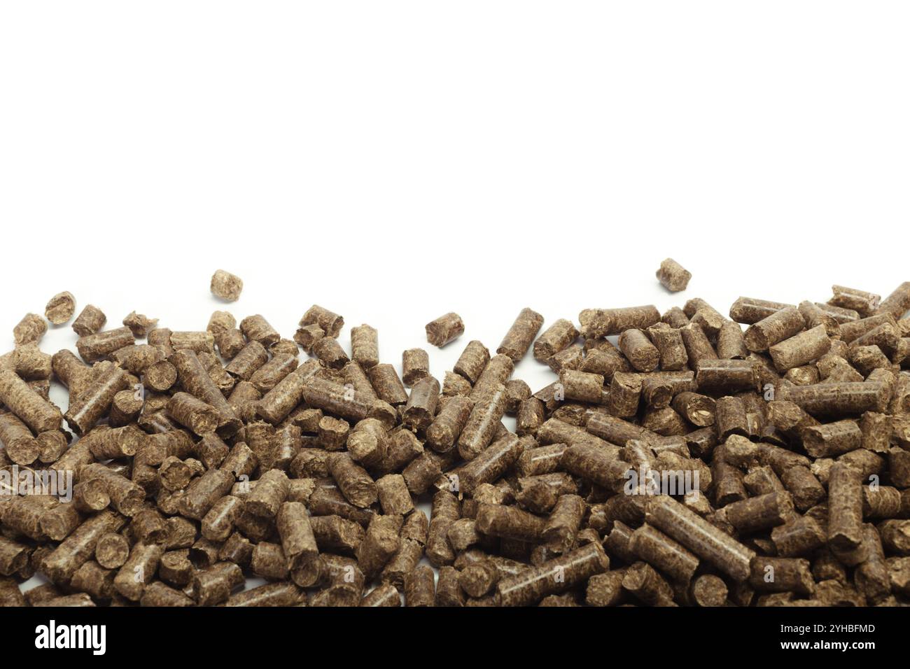 stack of wooden pellets for bio energy, white background, isolated ...