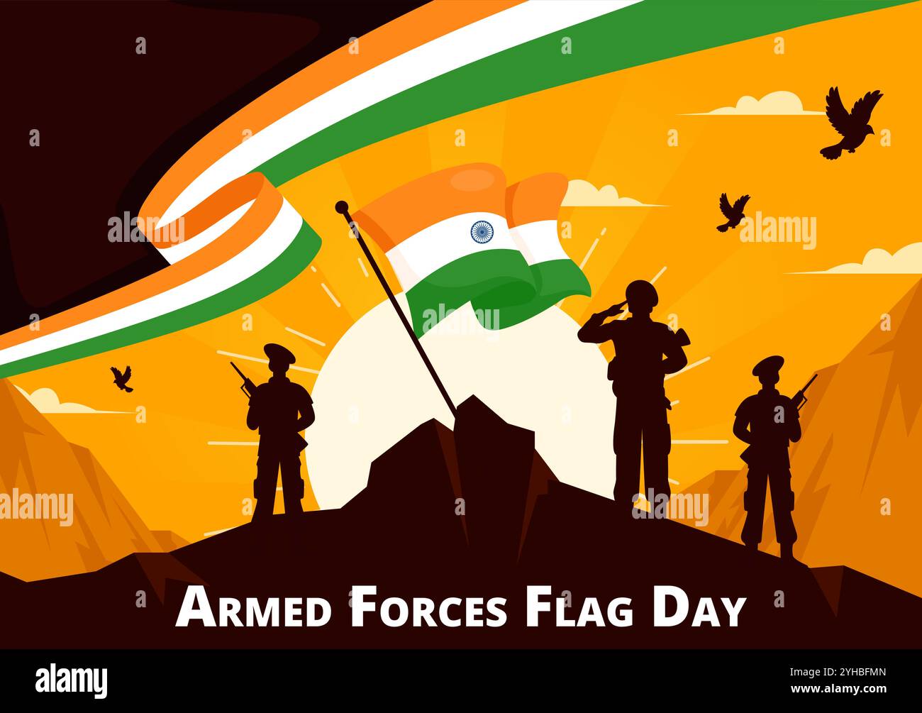 Indian Armed Forces Flag Day Vector Illustration featuring the Indian ...