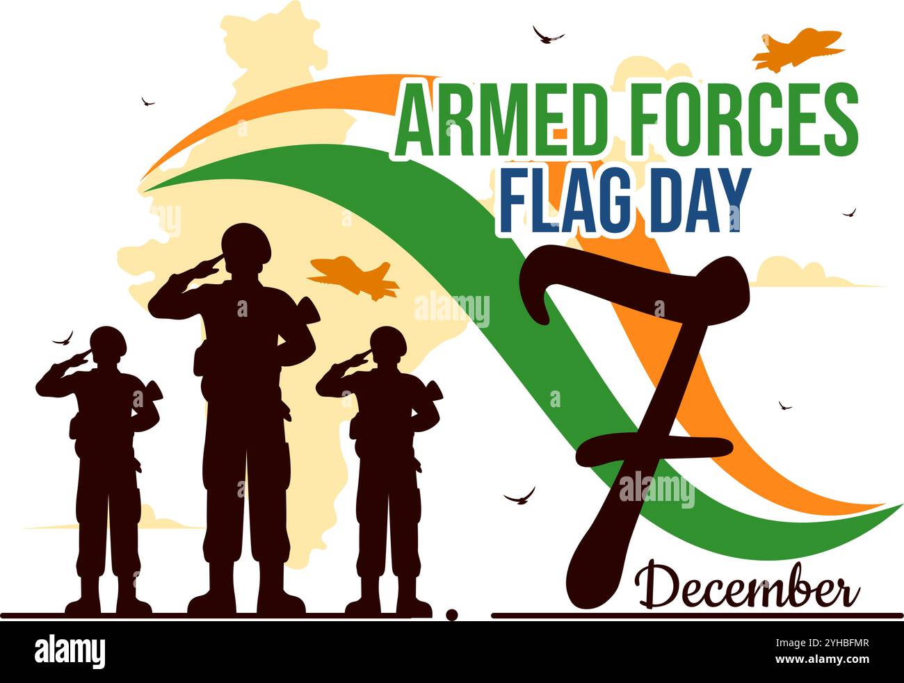 Indian Armed Forces Flag Day Vector Illustration featuring the Indian ...