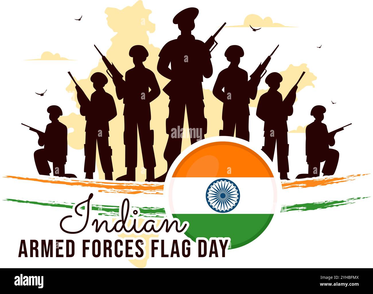 Indian Armed Forces Flag Day Vector Illustration featuring the Indian ...