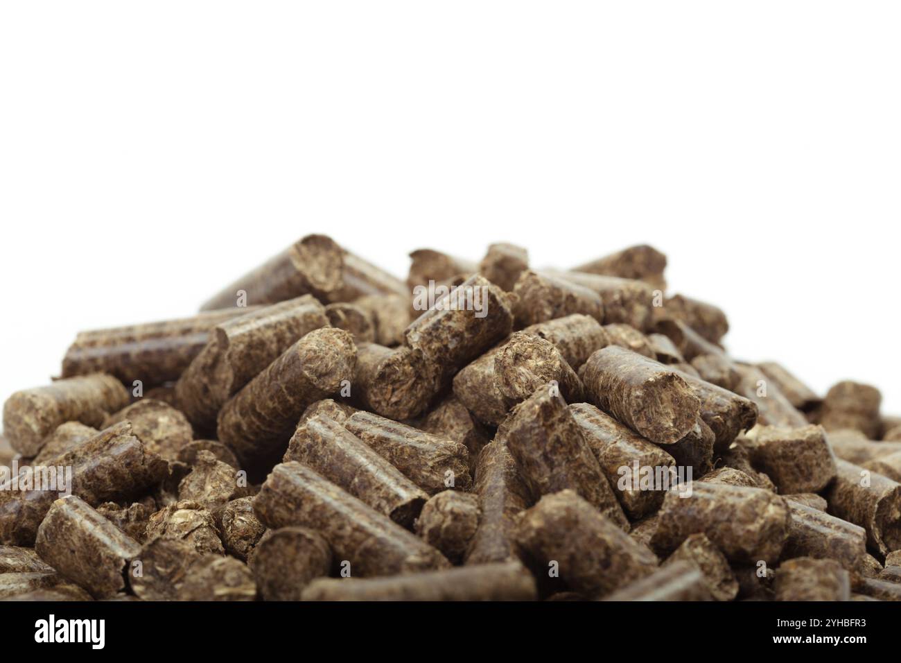stack of wooden pellets for bio energy, white background, isolated ...
