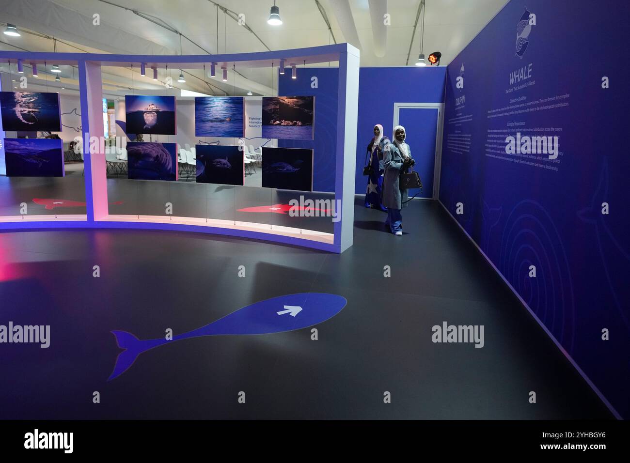 People walk through an exhibit in the Green Zone at the COP29 U.N ...