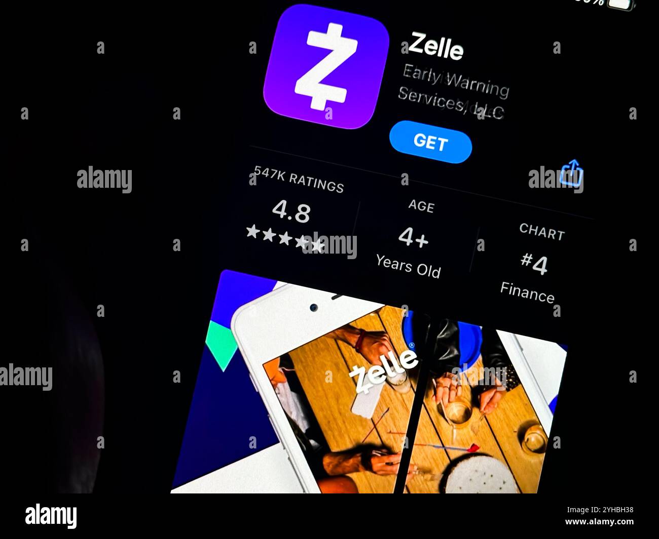 November 11, 2024, United States of America: Zelle app. Zelle is an ...