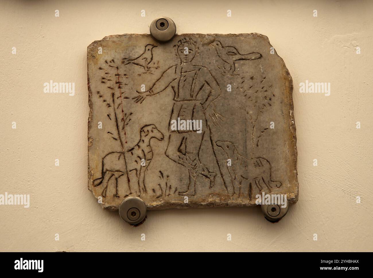 Early Christians. Roman stone depicting the Good Shepherd. National ...