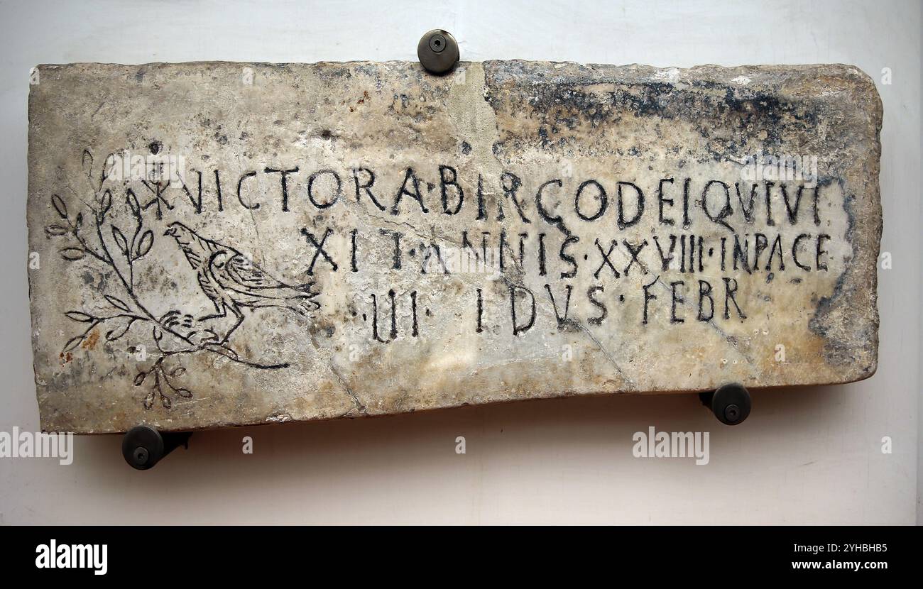 Early Christians. Roman stone with Christian Iconography. Insription ...