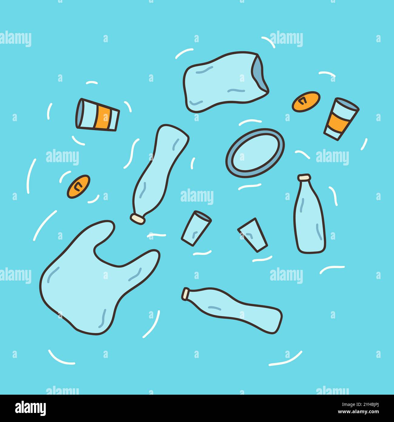 Pollution lake waste bottles Stock Vector Images - Alamy