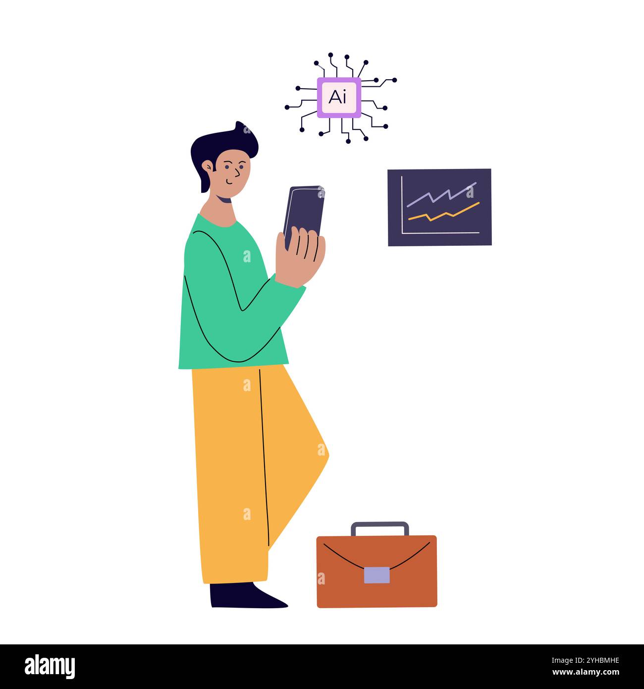 Artificial intelligence concept with people. Flat vector illustration ...