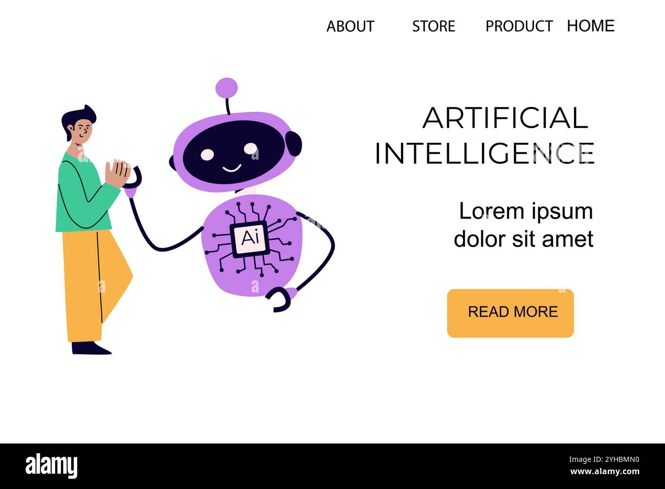 Artificial intelligence concept with people. Flat vector illustration ...