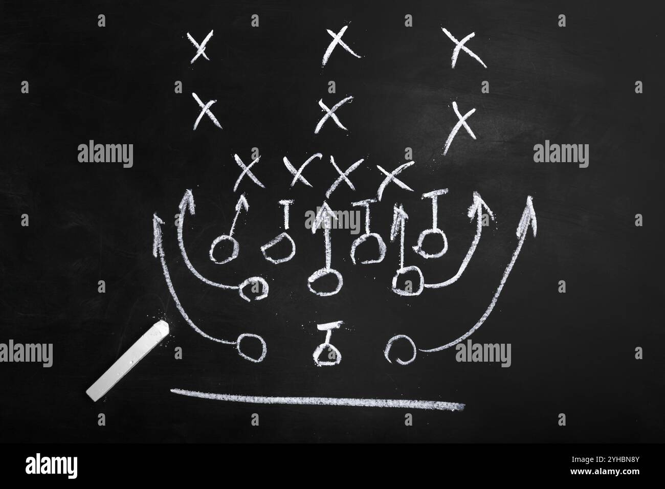 Soccer plan chalk board with formation tactic Stock Photo - Alamy