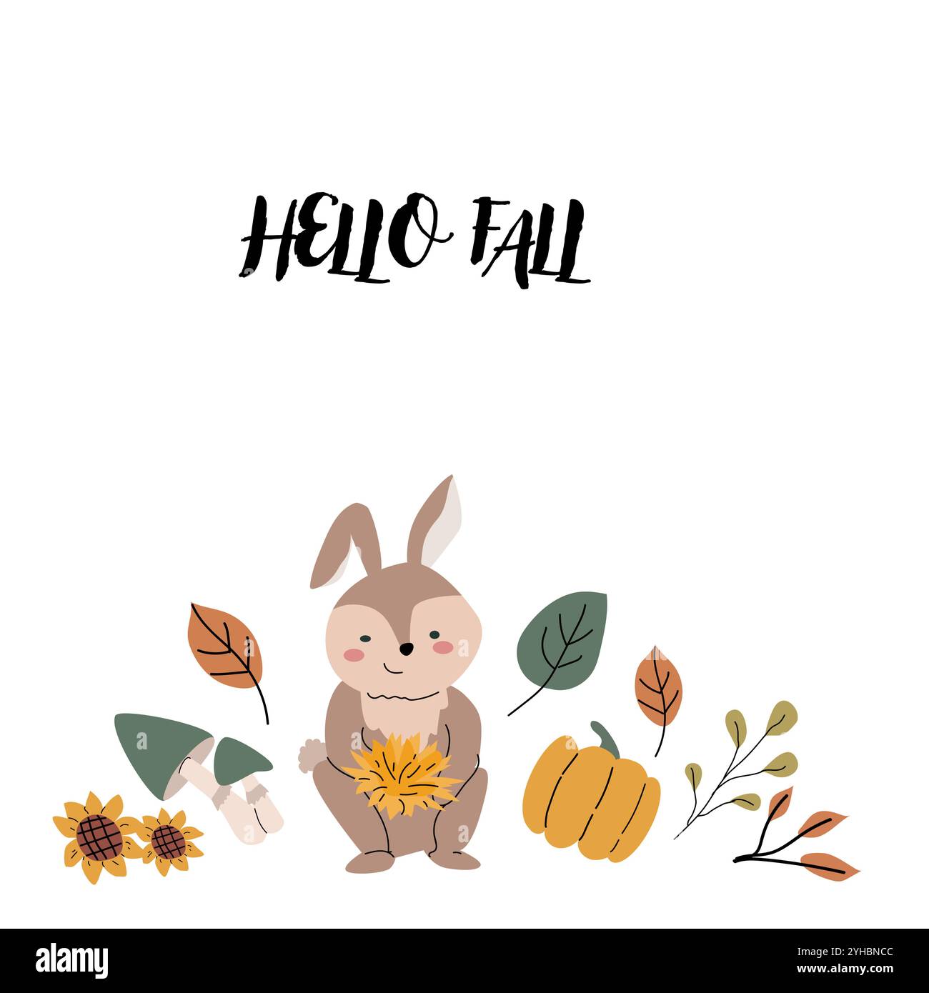 Autumn fall card template with seasonal leaves and items. Celebration ...